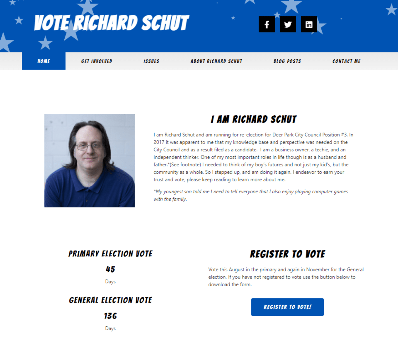 New Campaign Site Online - Vote Richard Schut